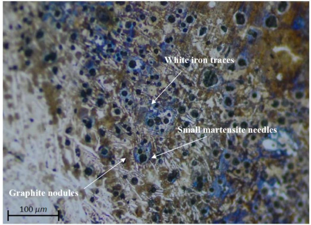 Illustration of ductile cast iron micrograph before weld