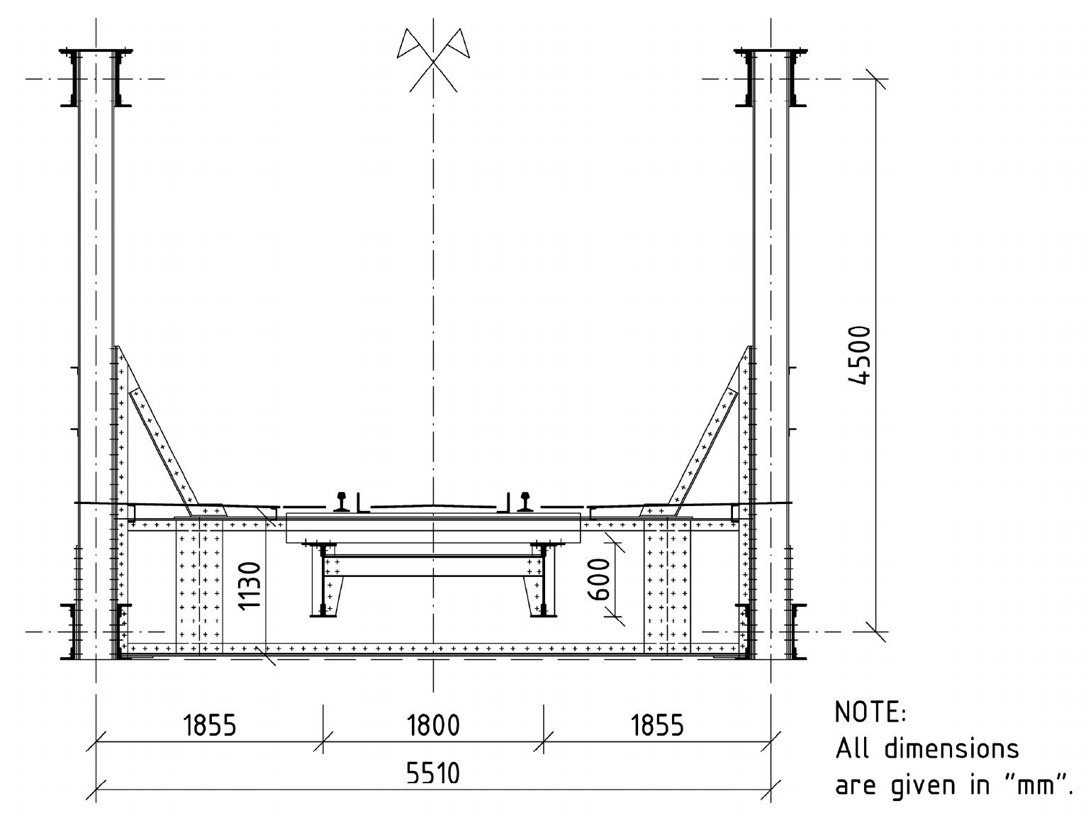 Cross-section of the bridge superstructure in turany.