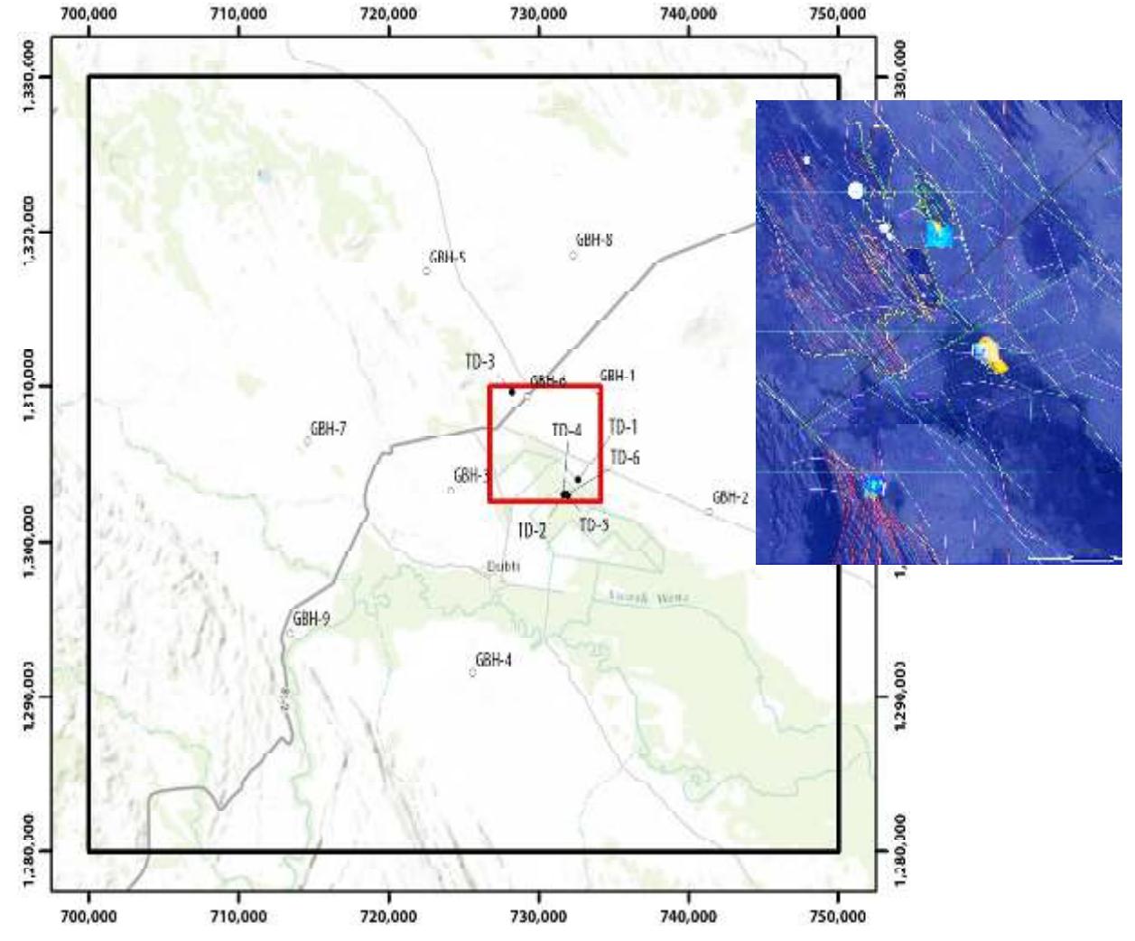 Left: 3d model boundary shown with a thick, black line. area
