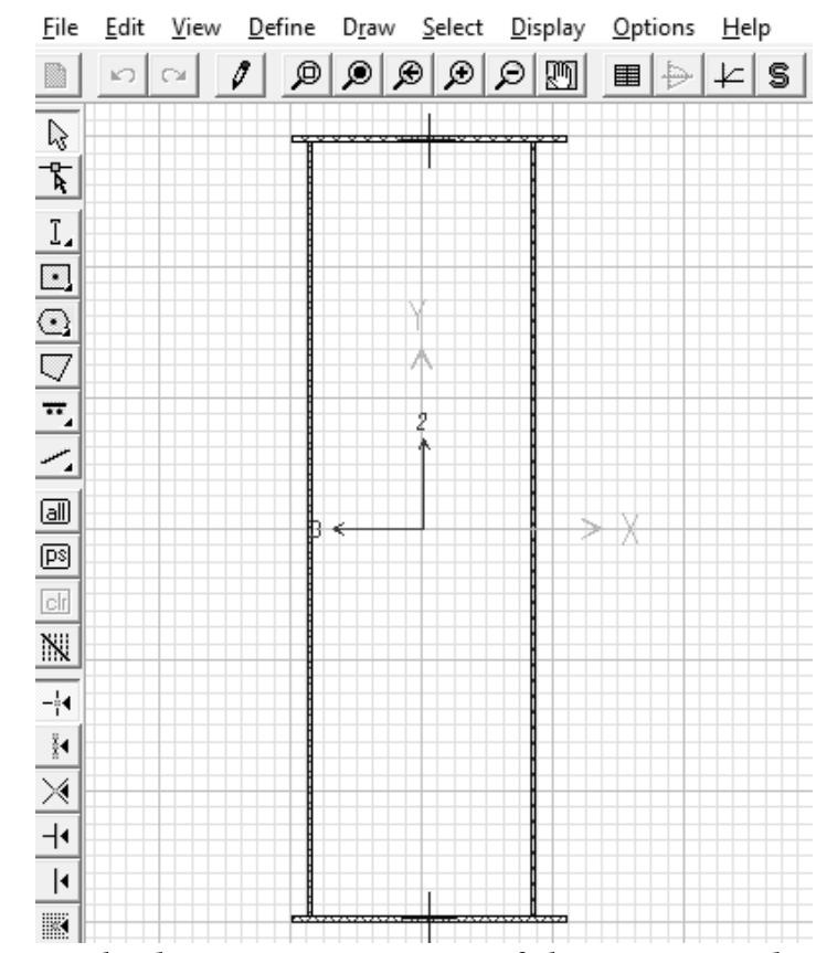 The box cross-section of the main girder defined in the