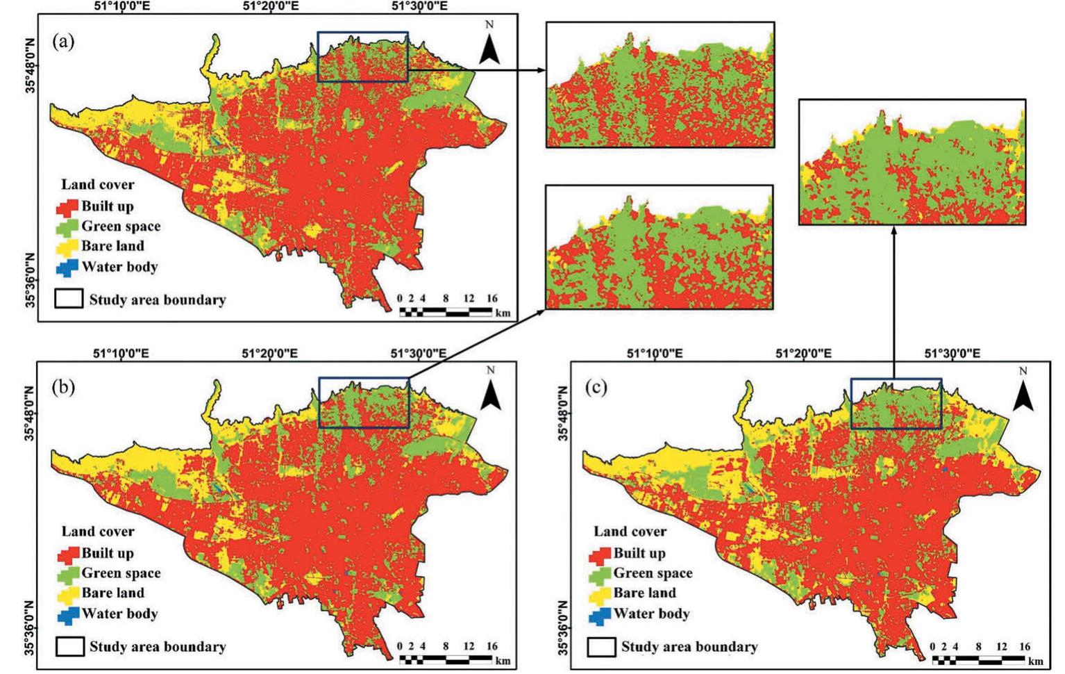 (a) basic land cover map for 2009; (b) land cover prediction