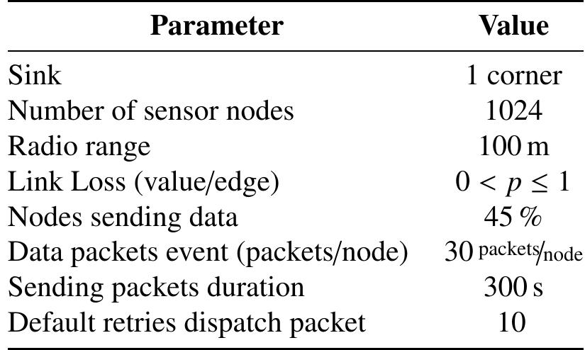 Simulation parameters