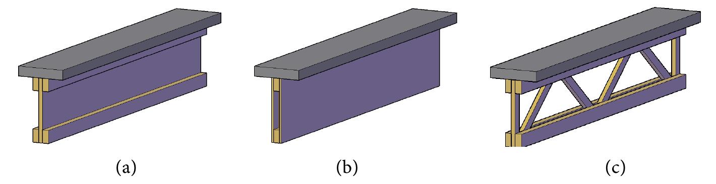 Timber-concrete composite floors: (a) i-shaped joist; (b)
