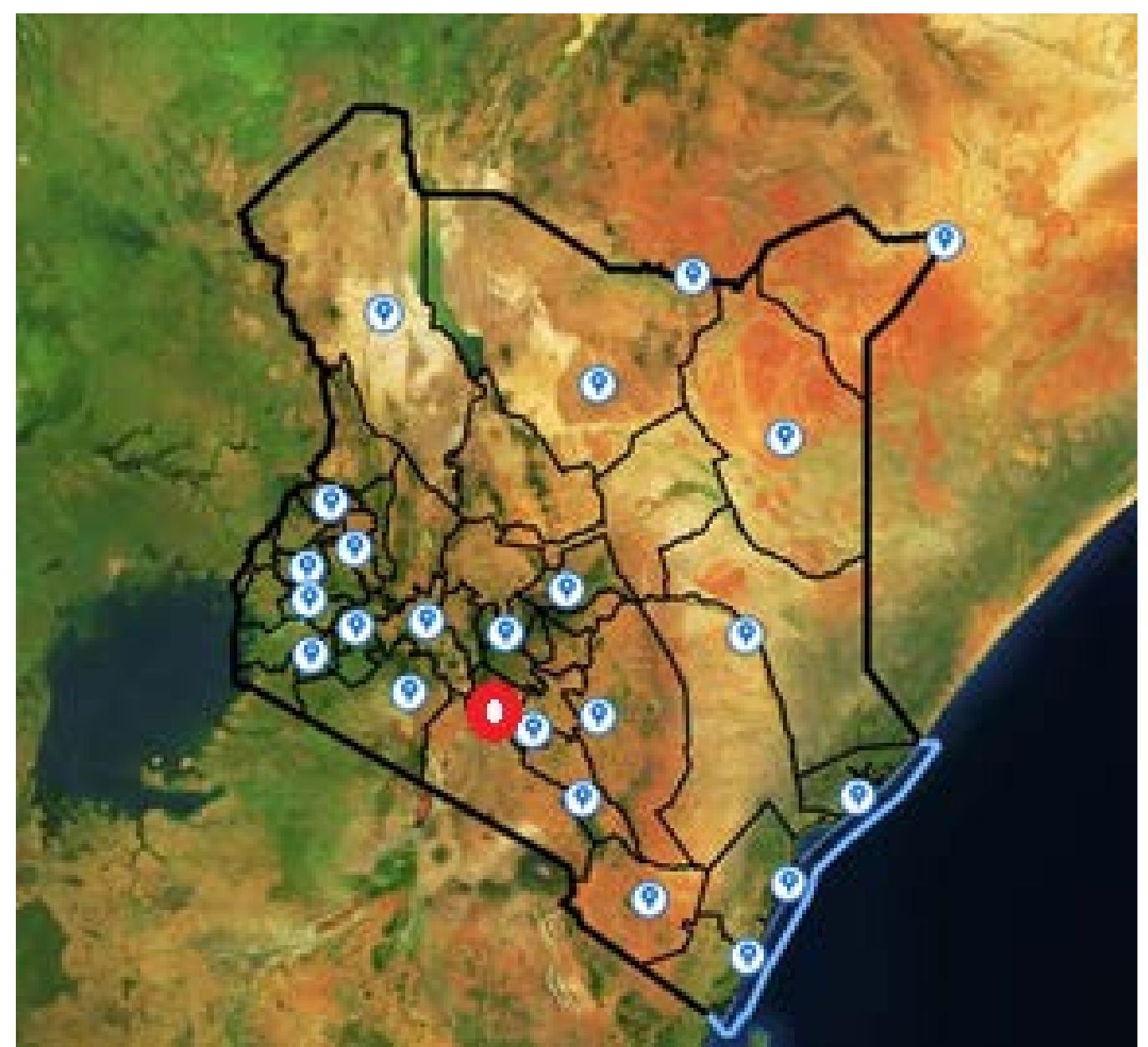 Map of kenya showing location of some of the synoptic