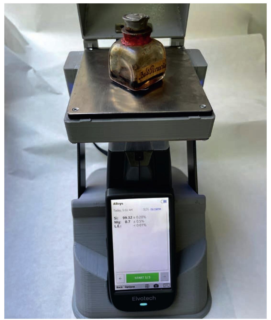 Xrf (x-ray fluorescence) test showing the composition of the