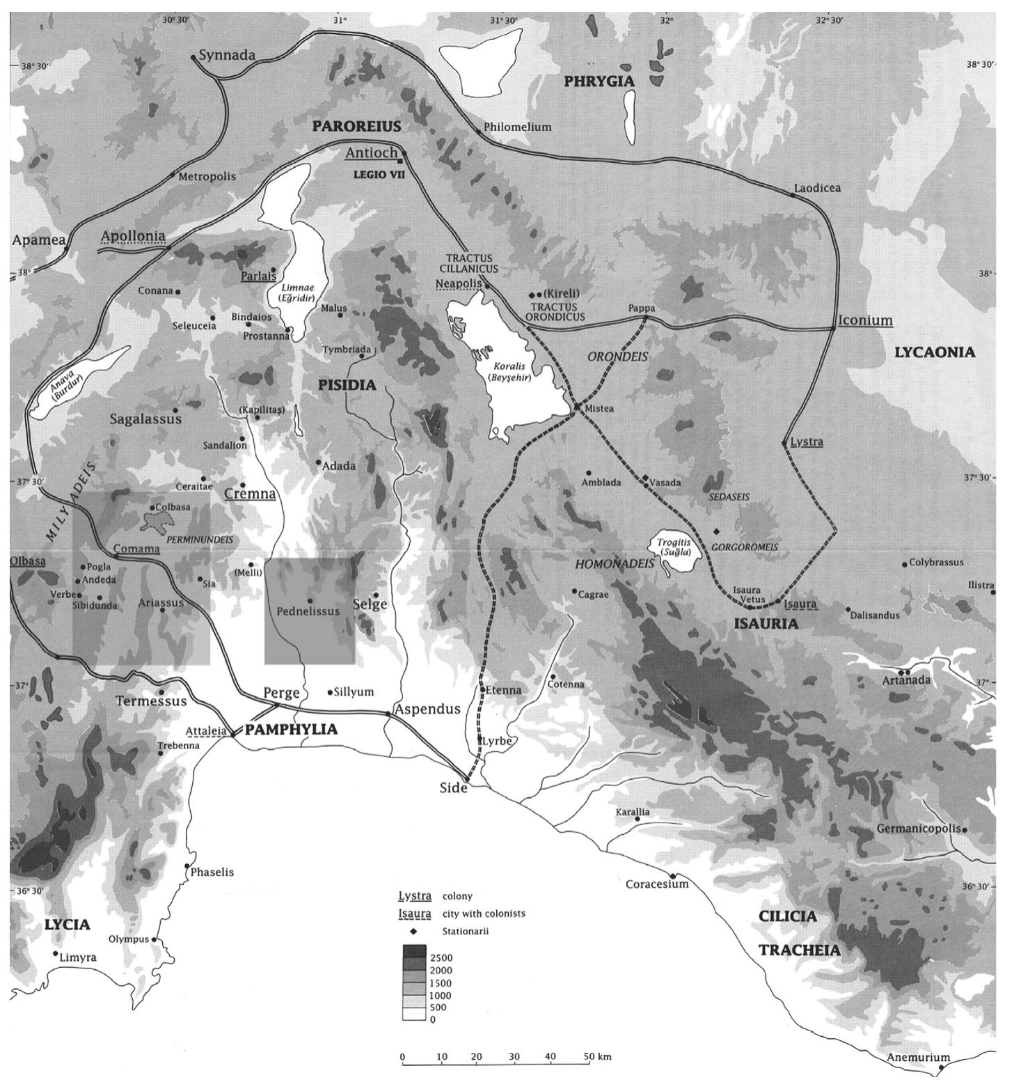Map of pisidia (after s. mitchell (1993) opposite 78)