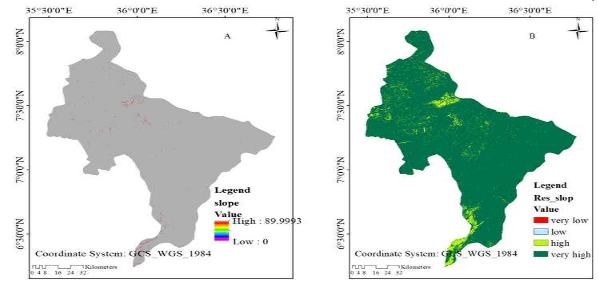 Slope map and rec-slope map of the study area