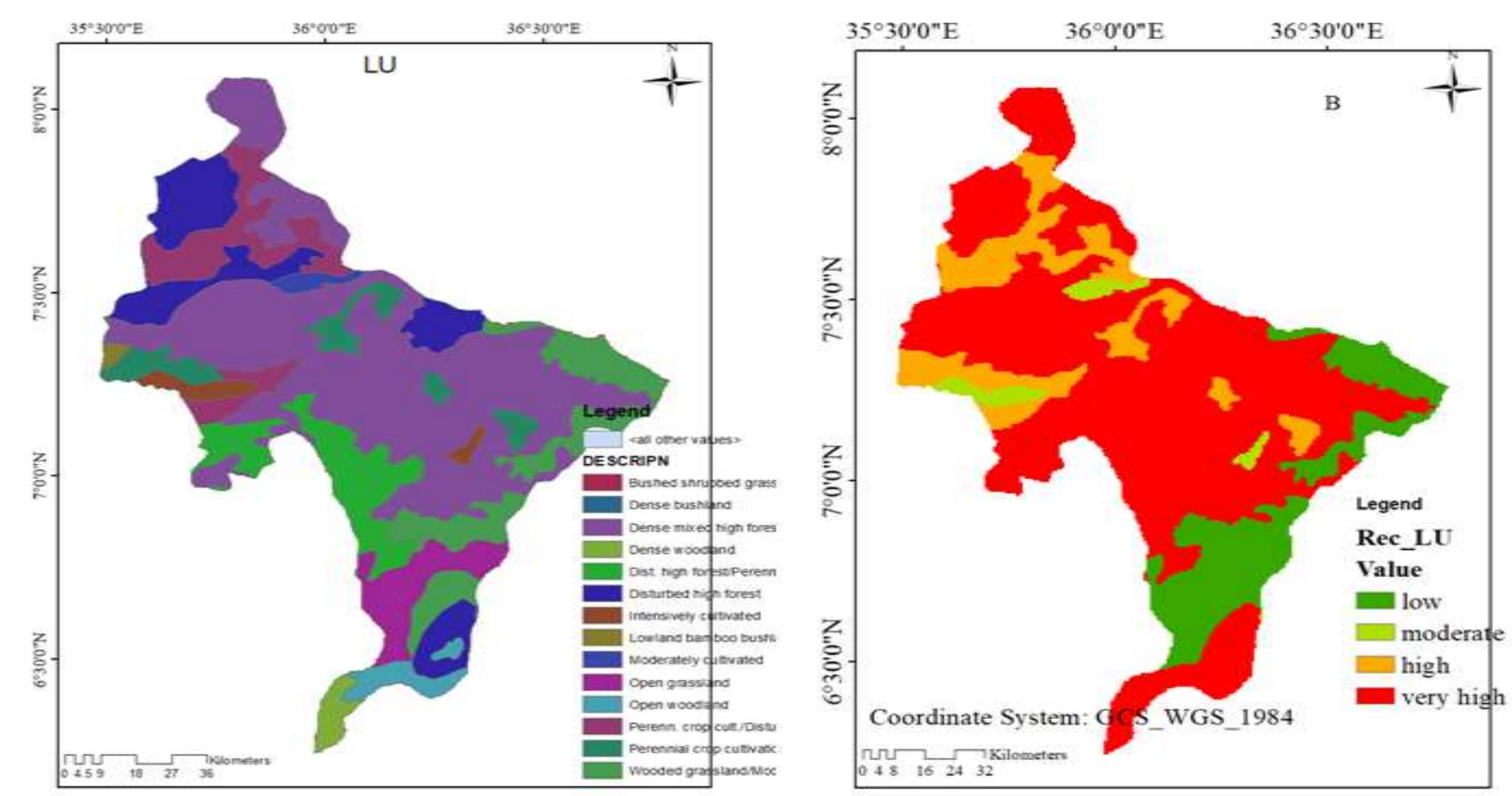 Lulc map and rec-lulc map of the study area