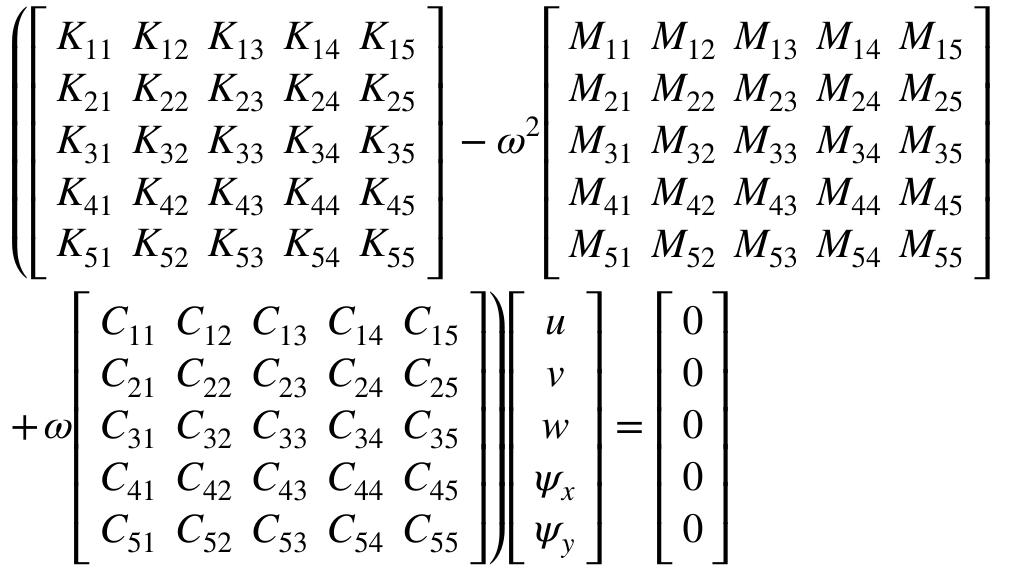 Where k,m,c are the stiffness matrix, mass matrix and damper