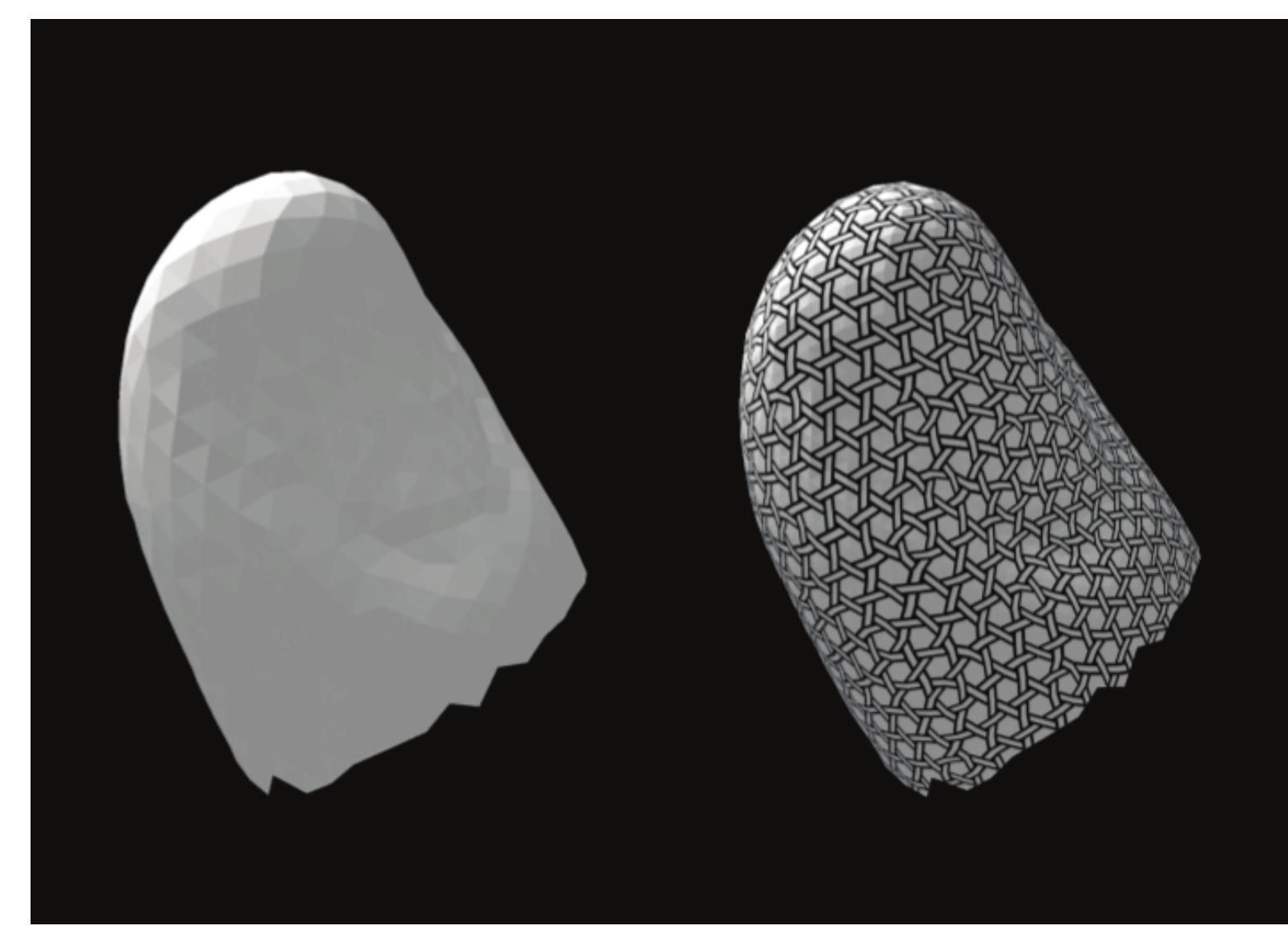 A plain triangle mesh, and the same mesh with the triangles