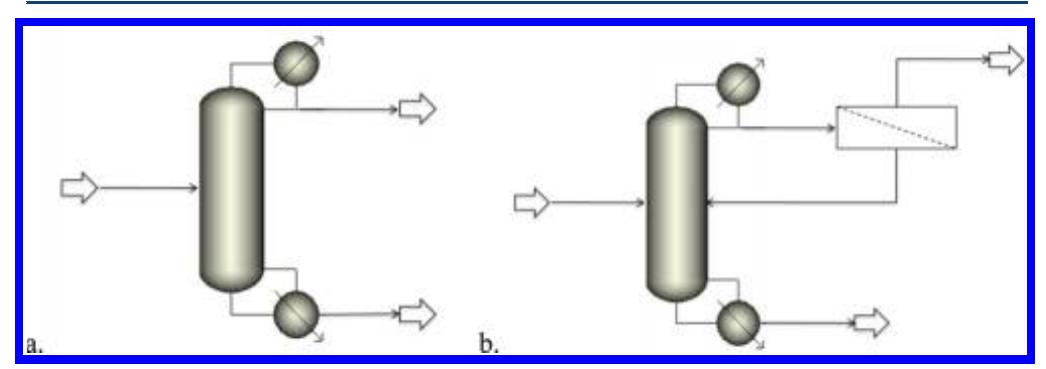 Schema of (a) conventional process and (b) hybrid process.