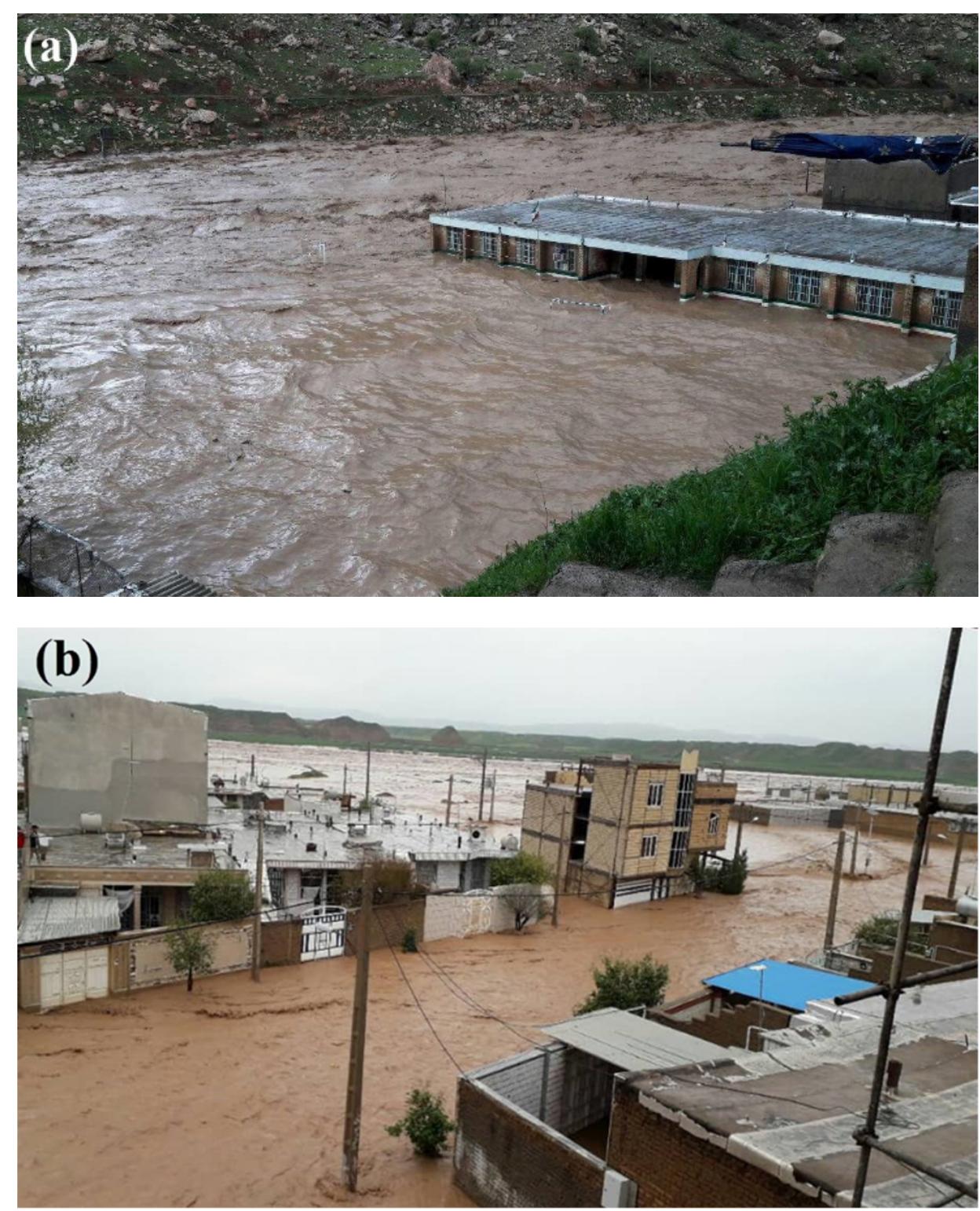 Photographs showing the severity of the flash flood that