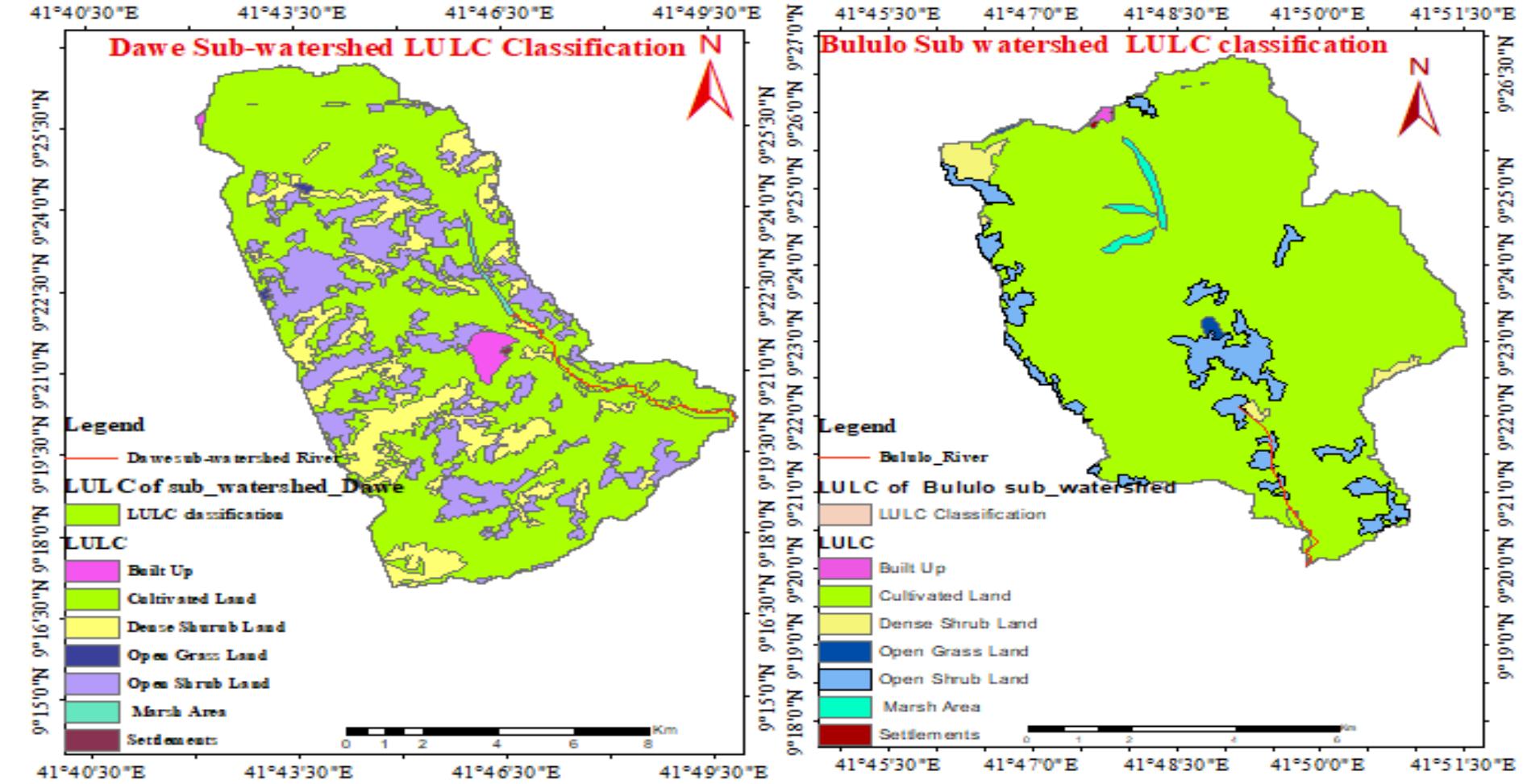 Lulc map of dawe and bululo sub-watershed. figure 5: lulc